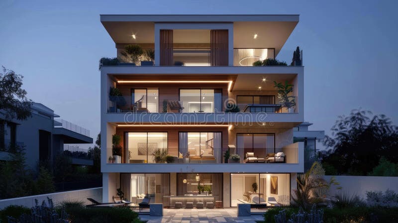 A Single-section Low-rise Building Spanning Three Floors, Showcasing ...