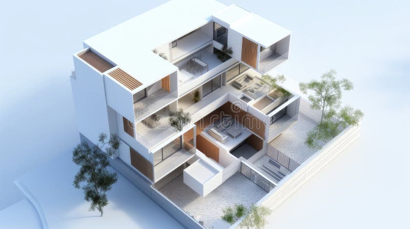 A Single-section Low-rise Building Spanning Three Floors, Showcasing ...