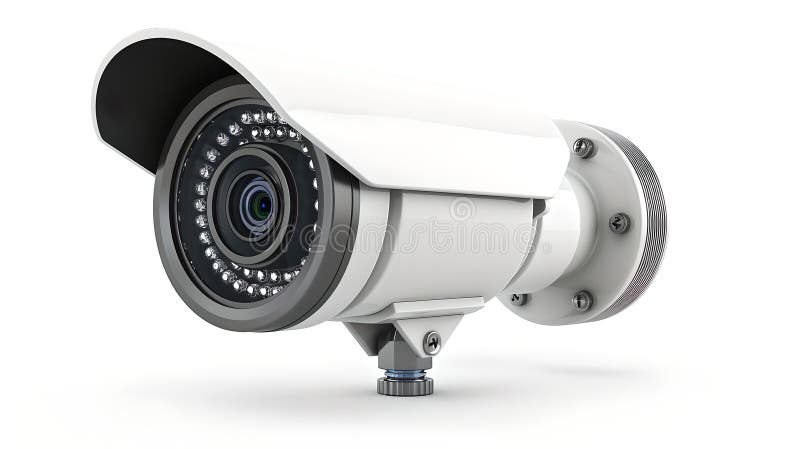Modern Security Camera Isolated on White Background. Close-up View of ...