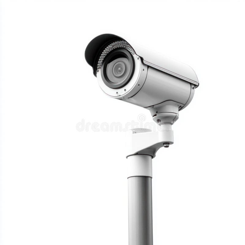 Single Security Camera on Mounting Pole Stock Illustration ...