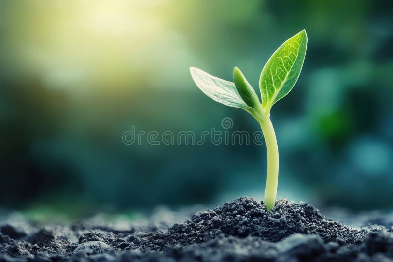 Single Seedling Emerging from Dark Soil, Symbolizing Growth and New ...