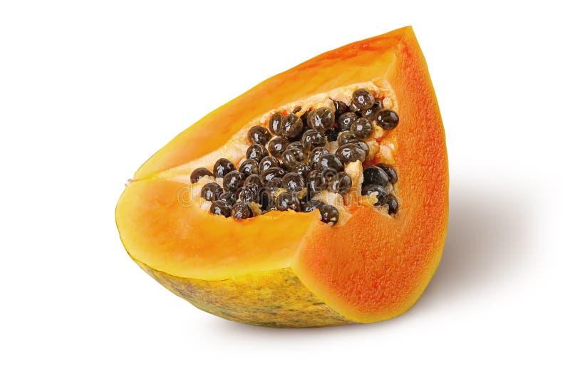 Single Segment of Ripe Papaya Isolated on White Stock Photo - Image of ...