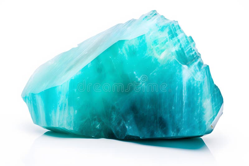 Single Semi Opaque Blue-green Amazonite Crystal on White Background ...