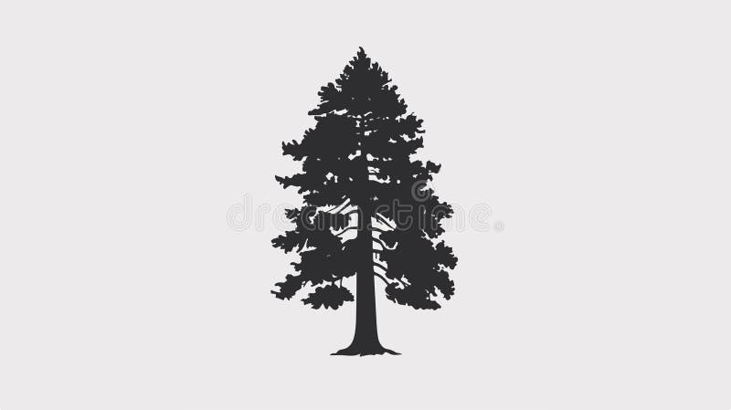 Single Sequoia Tree Silhouette Flat Icon Vector for Nature Designs ...