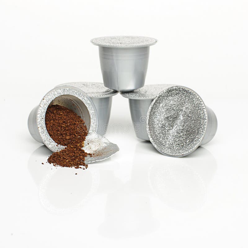 Italian Espresso Coffee Capsules Isolated Stock Photo - Image of open ...