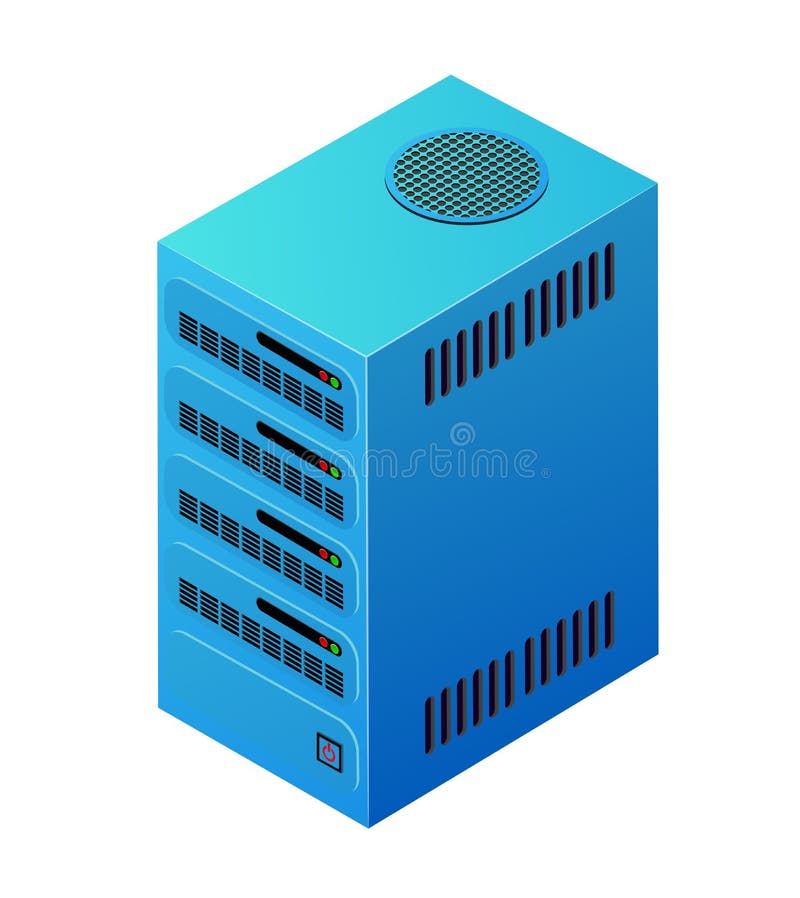 Single Server Network Technology Of Connection Data Center Stock Vector