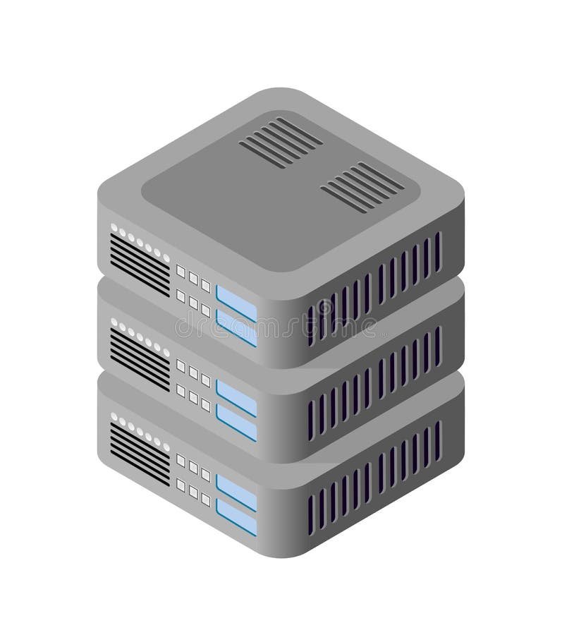 Single Server Network Technology Of Connection Data Center Stock Vector