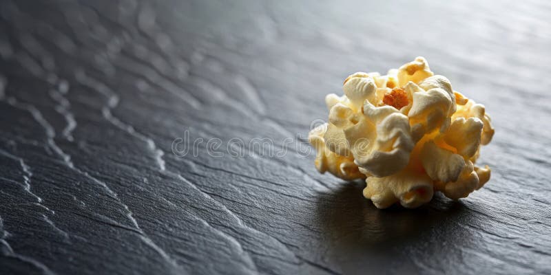 A Single Serving of Buttery Popcorn on a Dark Textured Surface ...