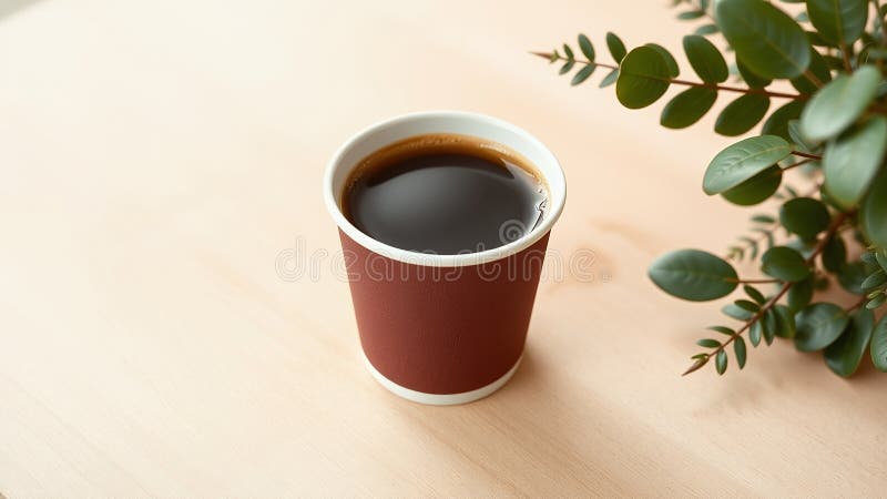 A Single Serving of Coffee in a Brown Paper Cup Stock Illustration ...
