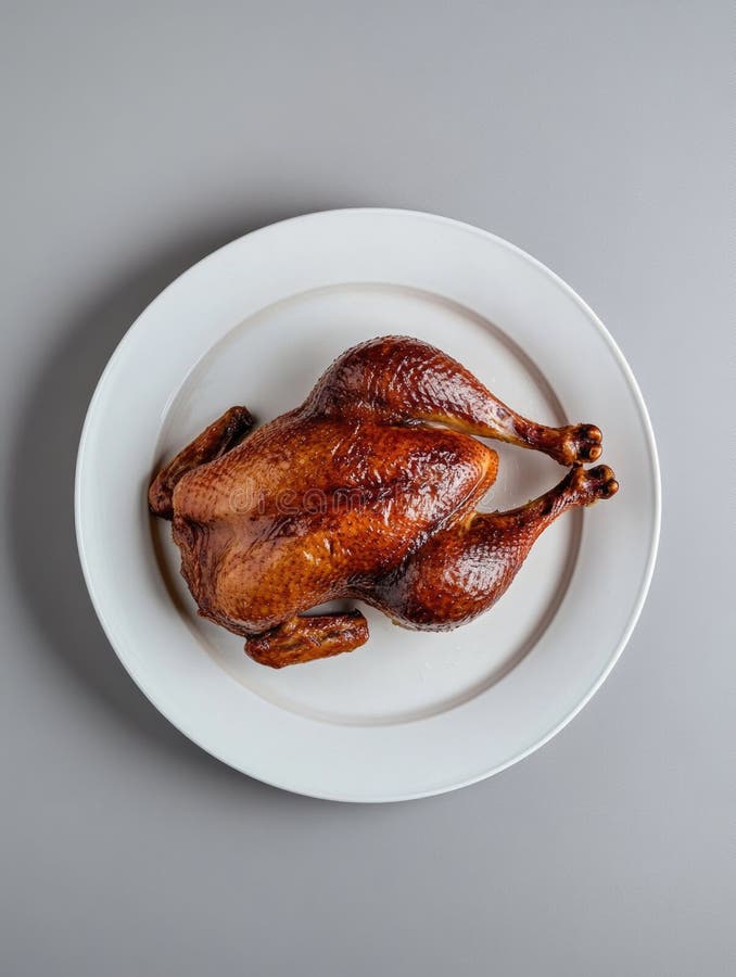 Cooked Chicken on White Plate Stock Photo - Image of meal, hospitality ...