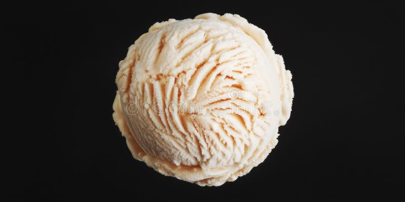 A Single Serving of Creamy Ice Cream Placed on a Dark, Matte Surface ...