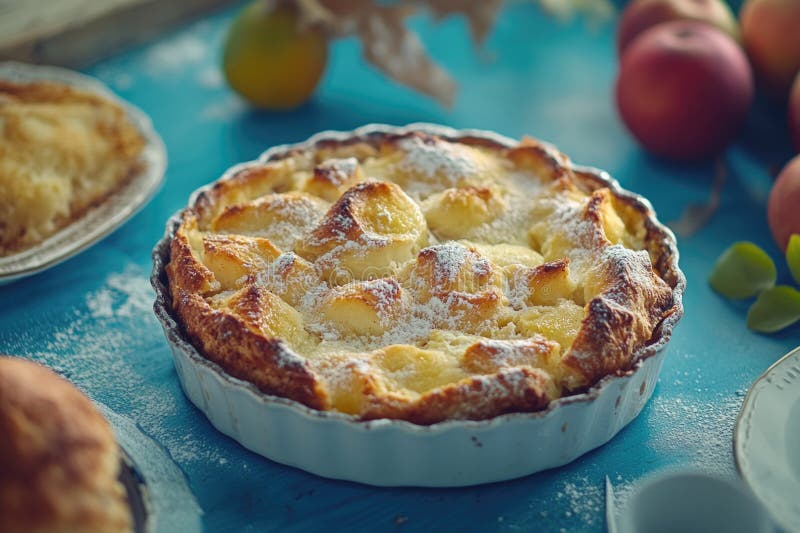 A Single Serving Pie Sits on Top of a Bright Blue Table, Perfect for a ...