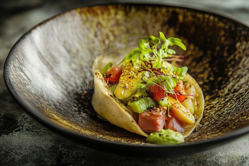 A Single Serving of a Taco on a Plate, Perfect for a Quick Snack or ...