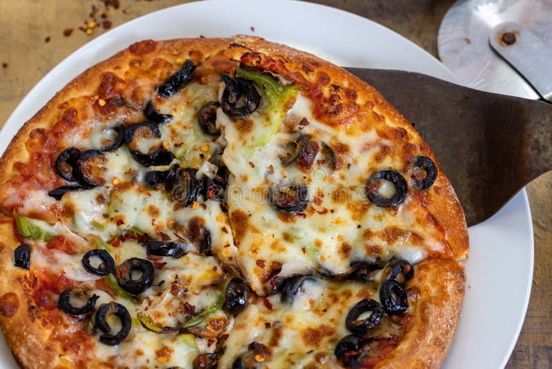 Single Serving Veggie Pizza Stock Photo - Image of food, fast: 205372424