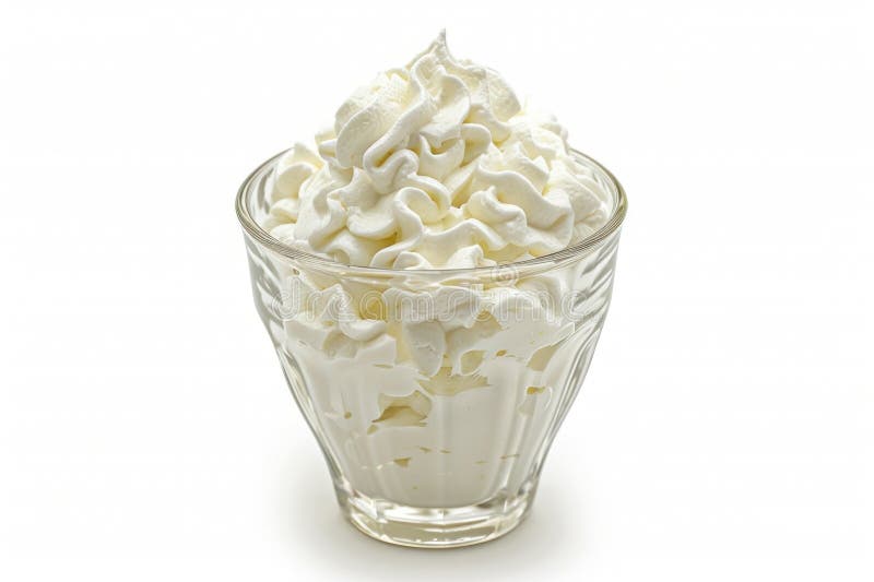 A Single Serving of Whipped Cream on a Clean White Surface Stock Photo ...