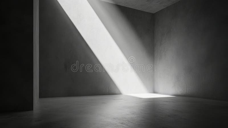 Light Beam in Dark Concrete Room. AI Generated Stock Illustration ...