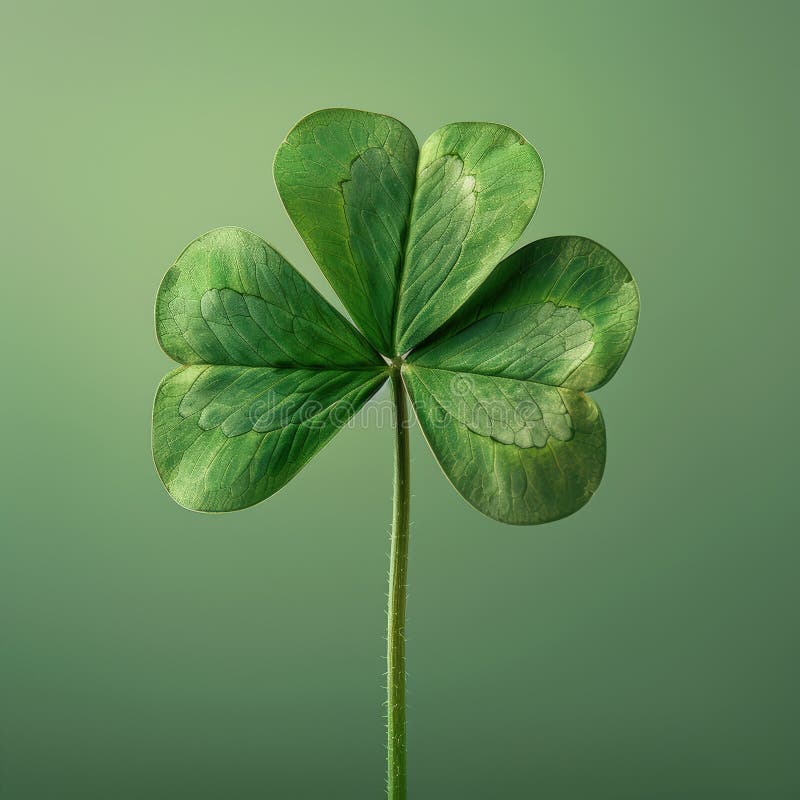 Single Shamrock Leaf Against Green Background Stock Illustration ...