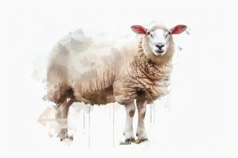 A Single Sheep Standing Alone on a Pure White Surface Stock Image ...