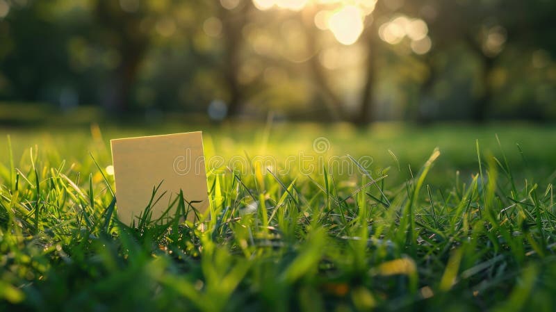 A Single Sheet of Paper Rests Atop a Vibrant Green Meadow Stock Photo ...