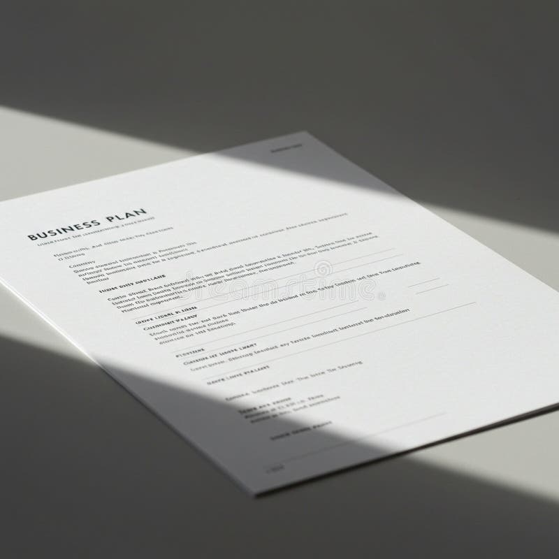 A Single Sheet of Paper Titled Business Plan is Placed on a Flat ...