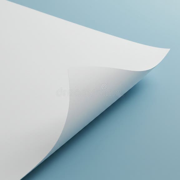 A Single Sheet of White Paper with a Curved, Upturned Corner is Set on ...