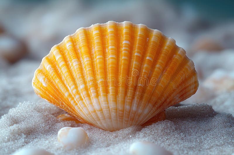 A Single Shell Buried in Sandy Beach, Suitable for Travel or Nature ...