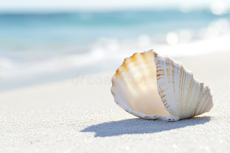 Single Shell Sandy Beach Ocean Waves Background Stock Photos - Free ...