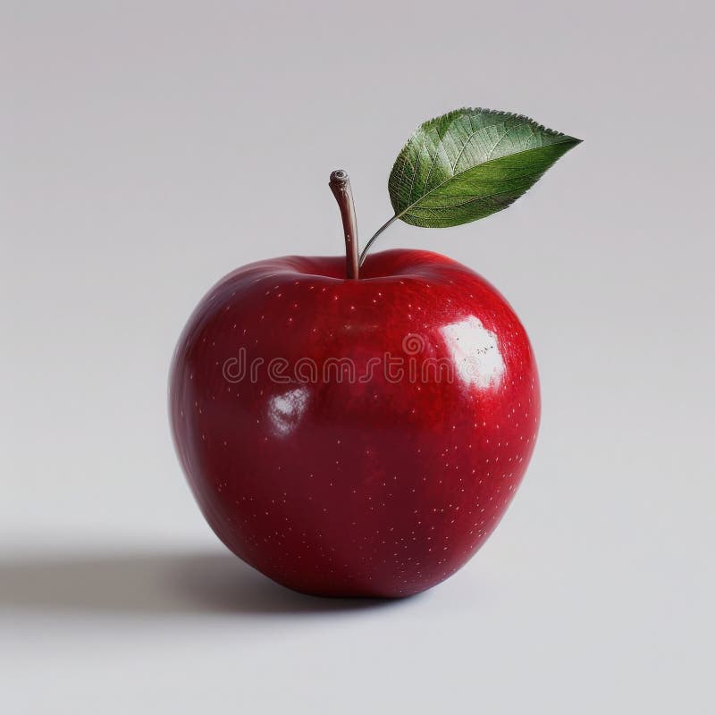 Single Shiny Red Apple on a White Background. Isolated. 3D Rendering ...