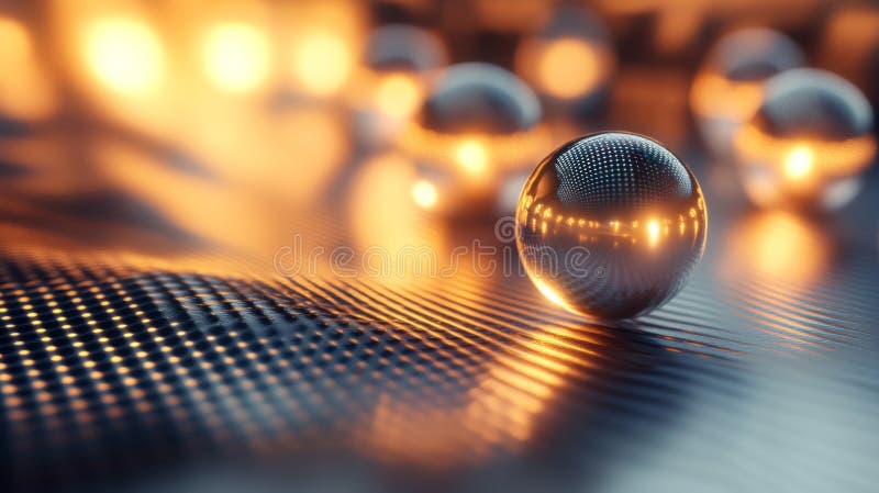 A Single Shiny Sphere on a Textured Surface with Blurred Lights in the ...