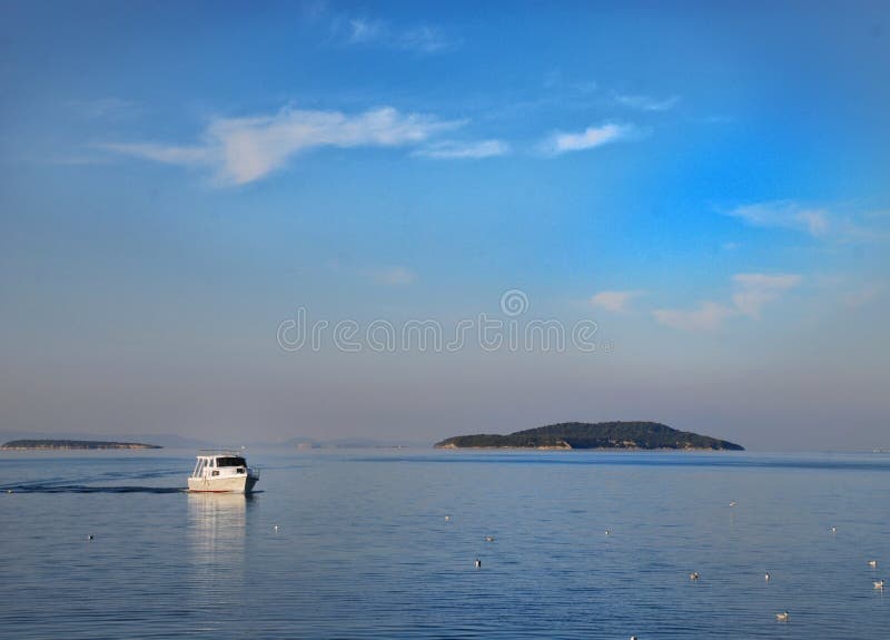 A single ship in the sea stock photo. Image of ship - 207325264