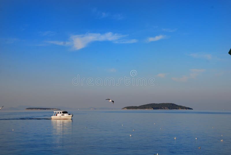 A single ship in the sea editorial photography. Image of vacation ...