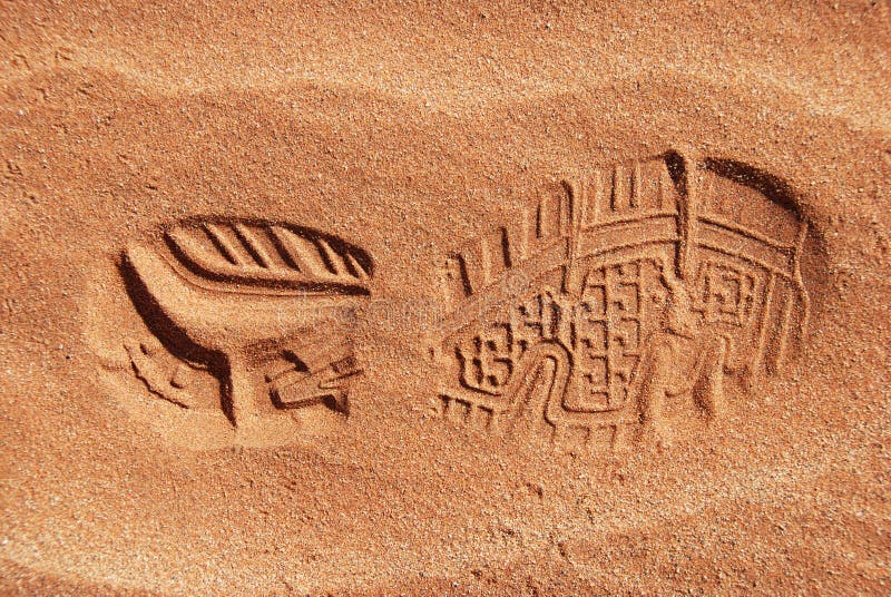 Single shoe print in sand stock image. Image of outdoor - 8783749