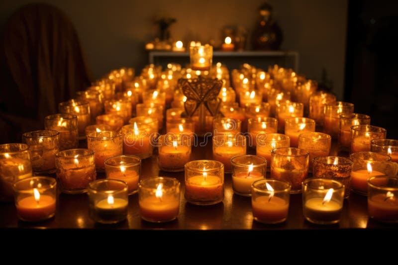 Single Shot of Kinara with All Candles Lit Stock Photo - Image of unity ...