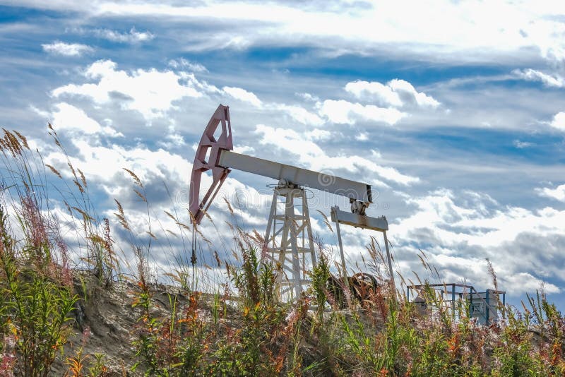 A Single-shoulder Rocking Machine at Oil Field. Oil and Gas Production ...