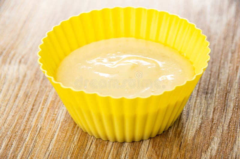 Single Silicone Molds with Dough for Muffin on Table Stock Image ...