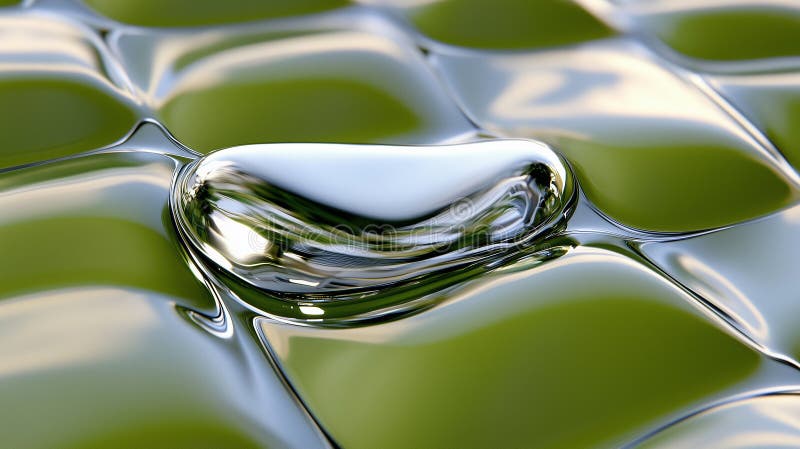 Silver Drop on Abstract Green Surface Stock Illustration - Illustration ...