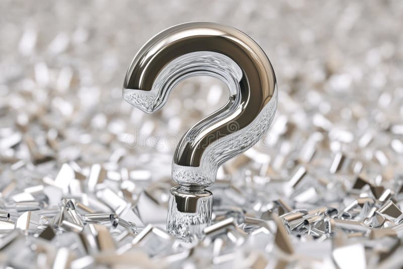A Single Silver Question Mark Sitting Atop a Pile of Silver Coins ...