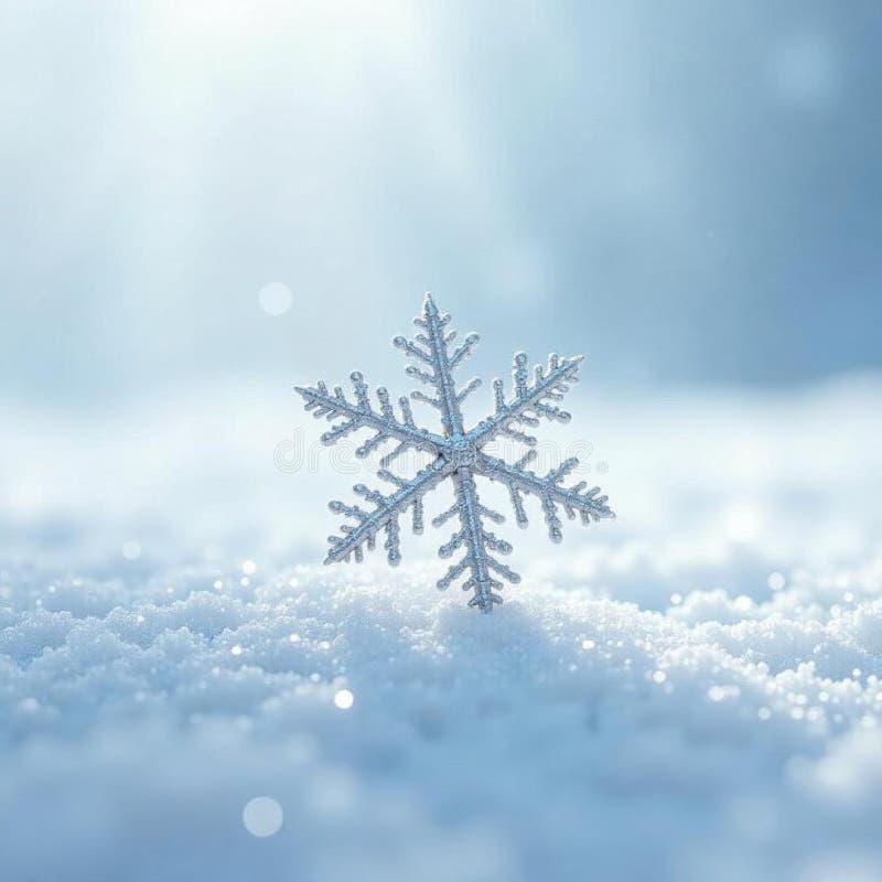 Single Silver Snowflake, Pristine White Backdrop Sharp Focus Reveals ...