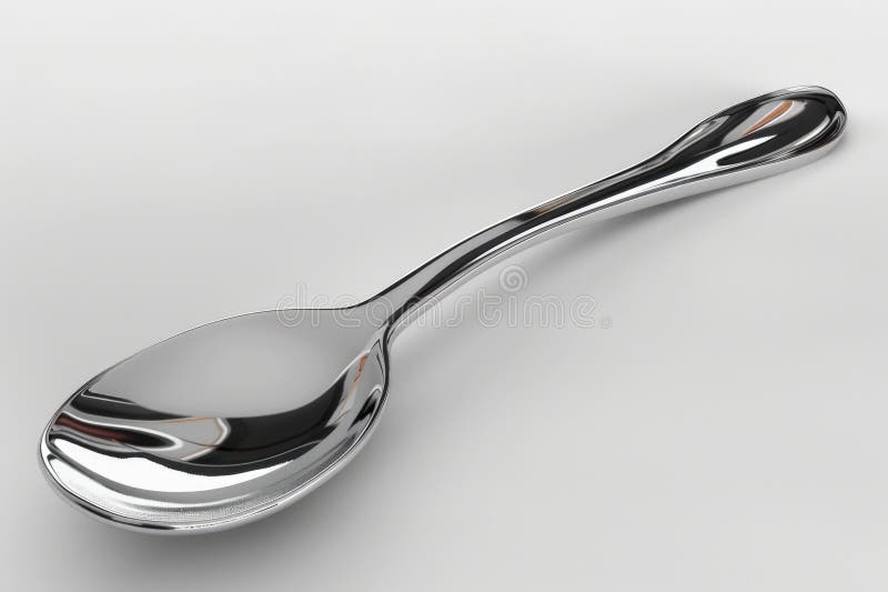 A Single Silver Spoon with a Handle Lying on a Plain White Surface ...