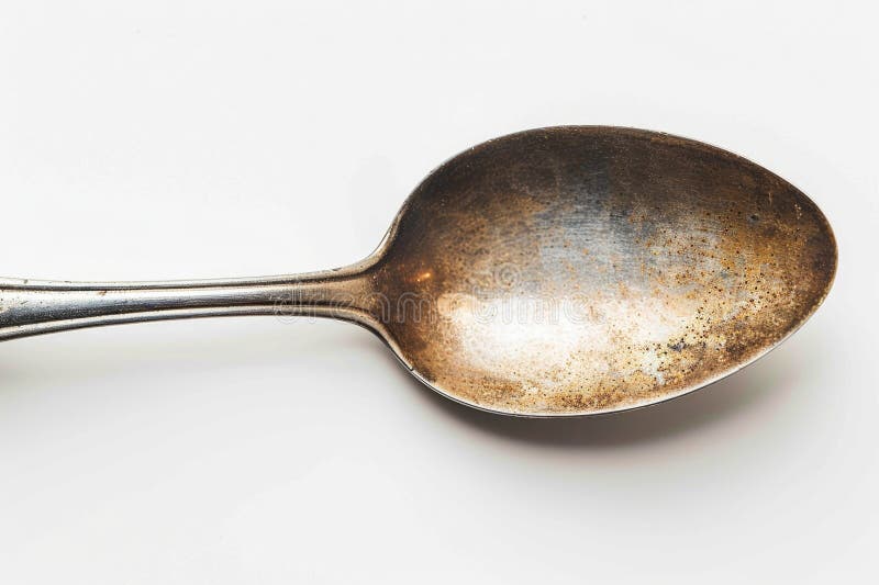 A Single Silver Spoon Lying on a Clean White Surface Stock Photo ...