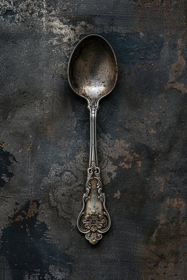 Single Silver Spoon Lying Dark Surface Stock Photos - Free & Royalty ...