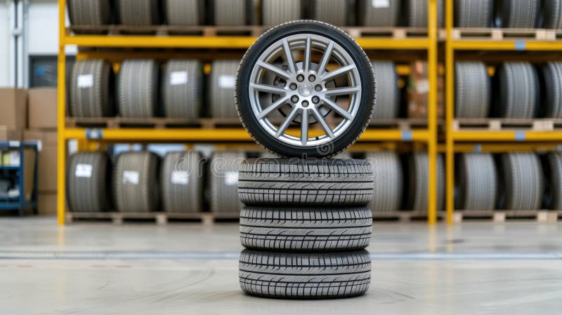 A Single Silver Wheel with a Multi-spoke Design Sits Atop a Stack of ...