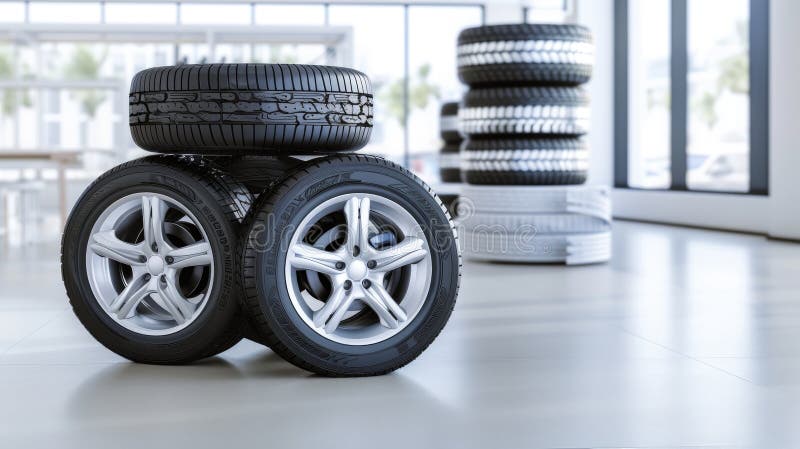 A Single Silver Wheel with a Multi-spoke Design Sits Atop a Stack of ...