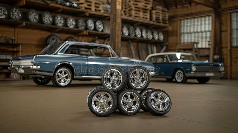 A Single Silver Wheel with a Multi-spoke Design Sits Atop a Stack of ...