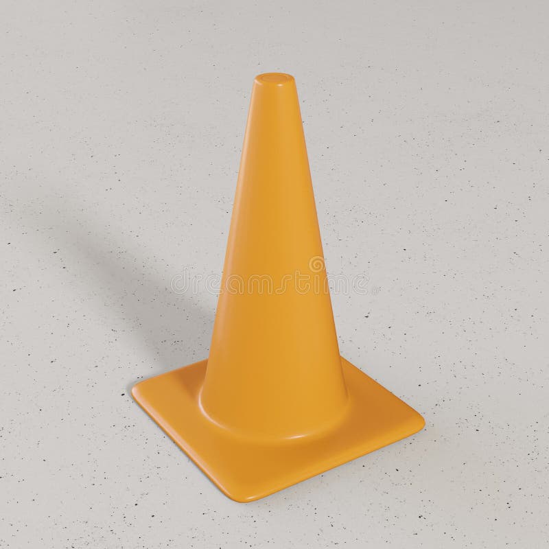 Single Simple Orange Traffic Cone on a Clean Concrete Surface Stock ...