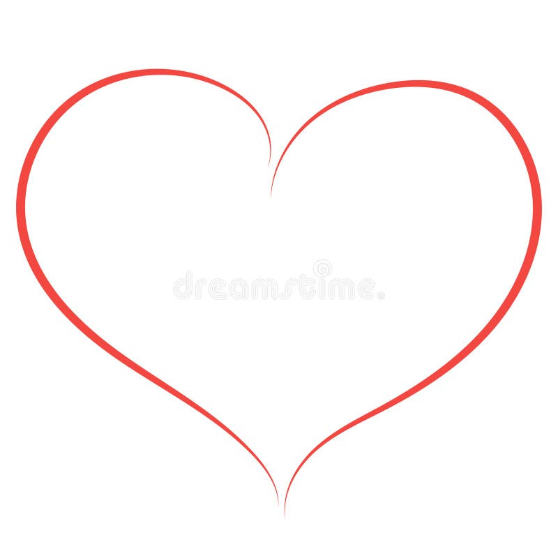 Single Simple Outline Doodle Heart Stock Vector - Illustration of ...