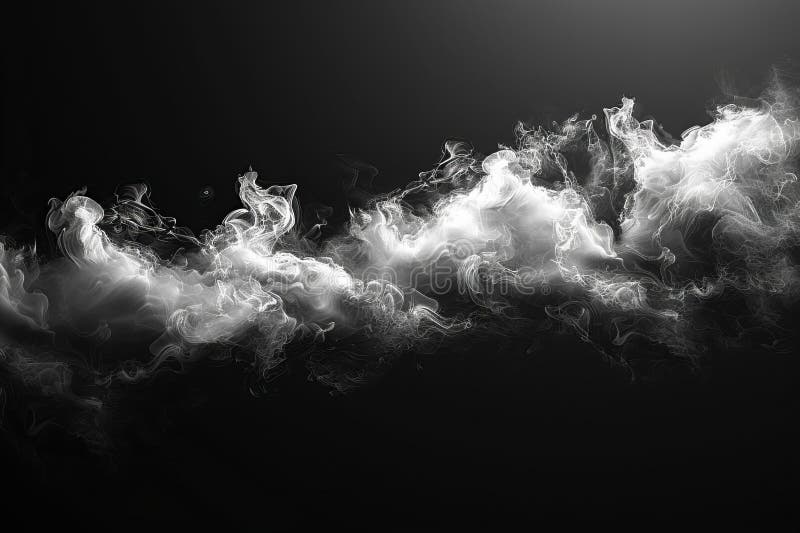 A Single, Simple Smoke Effect in White on an All-black Background is a ...