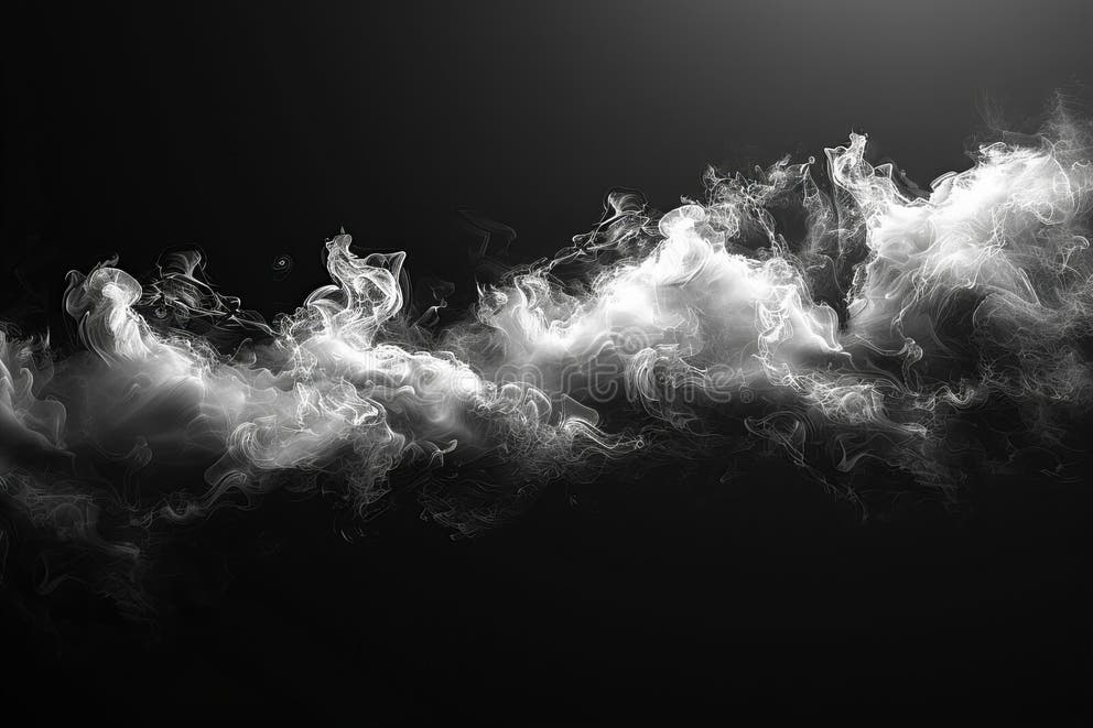 A Single, Simple Smoke Effect in White on an All-black Background is a ...