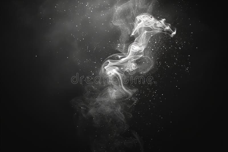 A Single, Simple Smoke Effect in White on an All-black Background is a ...