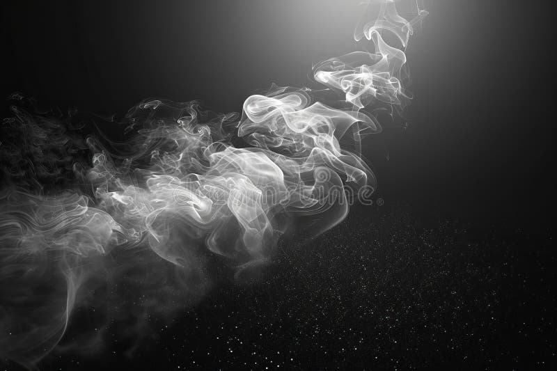A Single, Simple Smoke Effect in White on an All-black Background is a ...